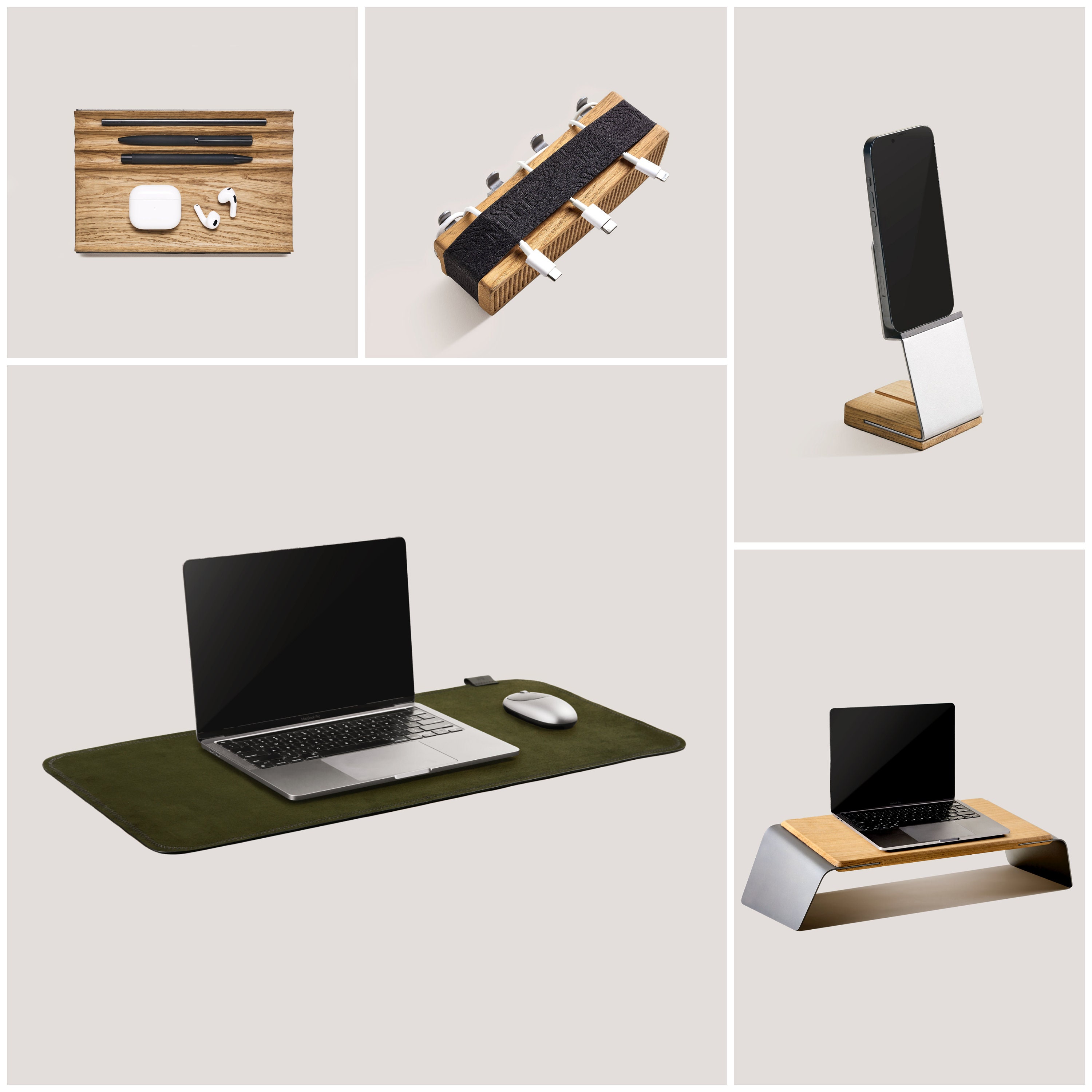 Laptop Desk Organizer Portable Kit Multi Functional Solid Wood - Etsy