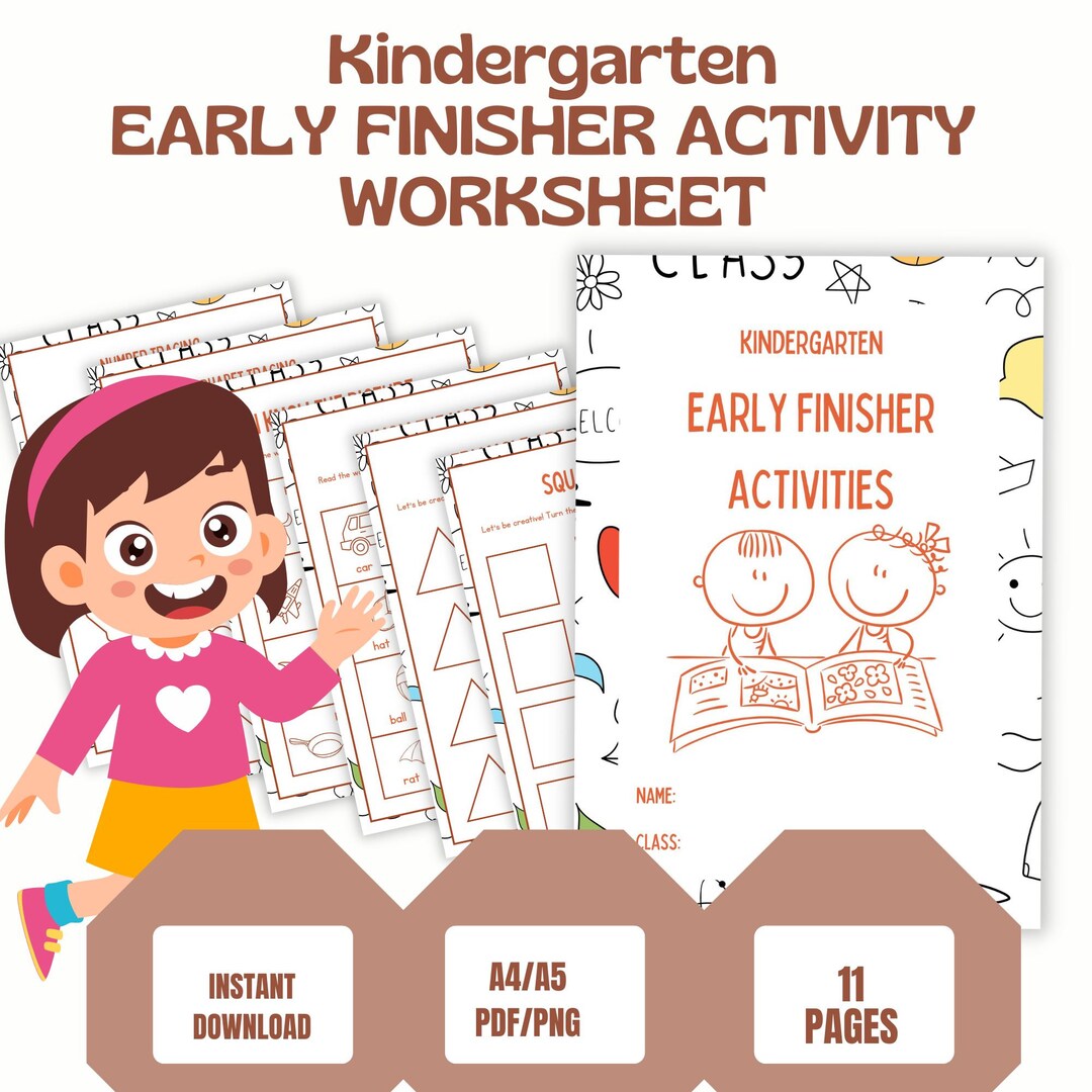 Kindergarten Early Finisher Educational Worksheets ABC Phonics Numbers ...