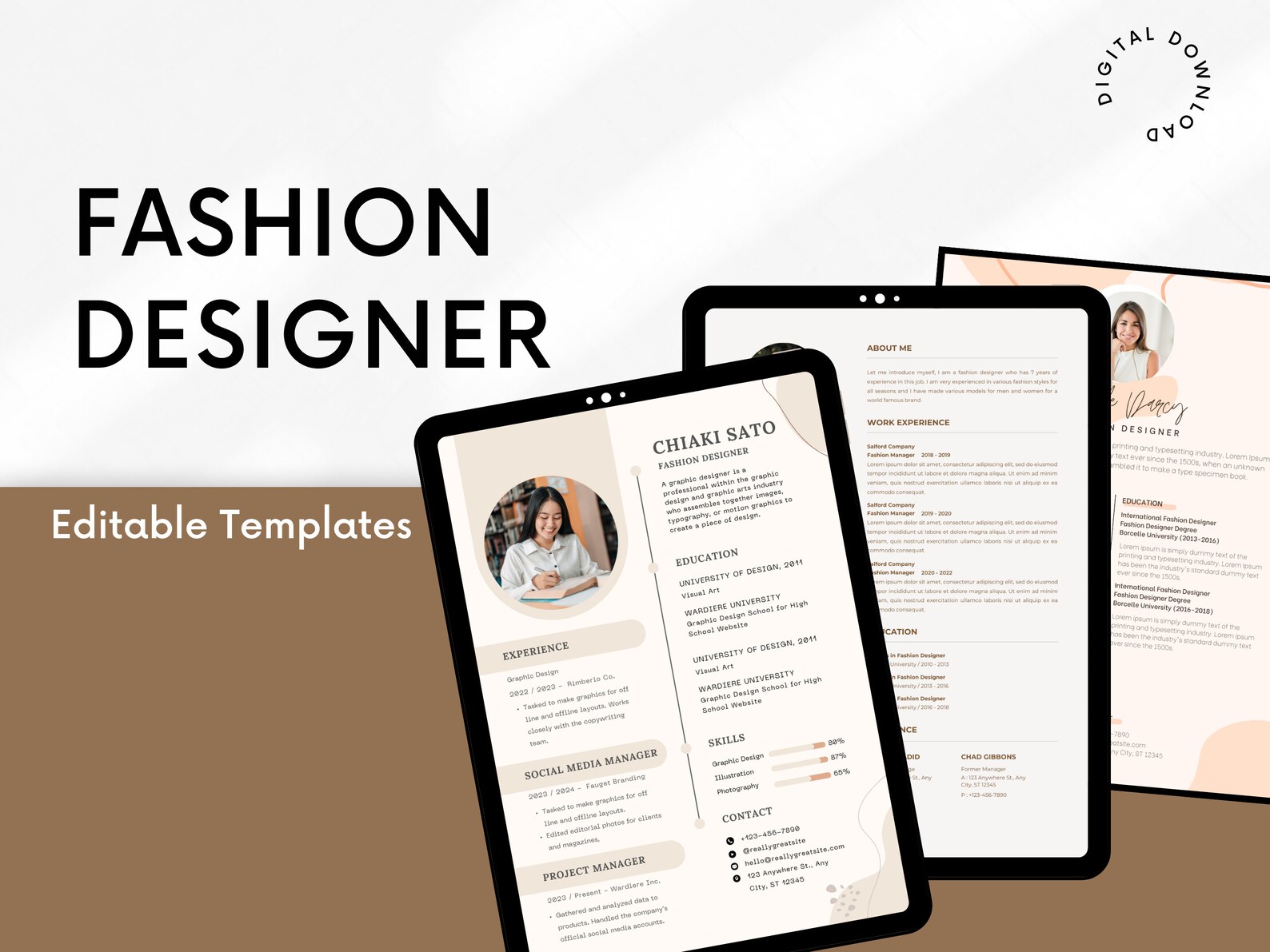 Fashion Designer Resume, Resume Template, Modern Cv, Resume Template ...