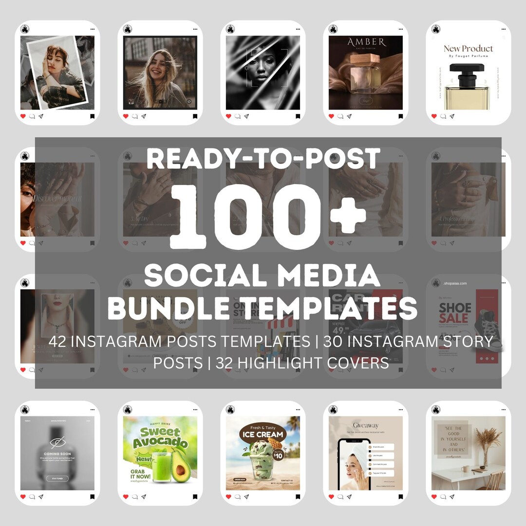 100 Social Media Templates Bundle Social Media Template Canva Instagram ...