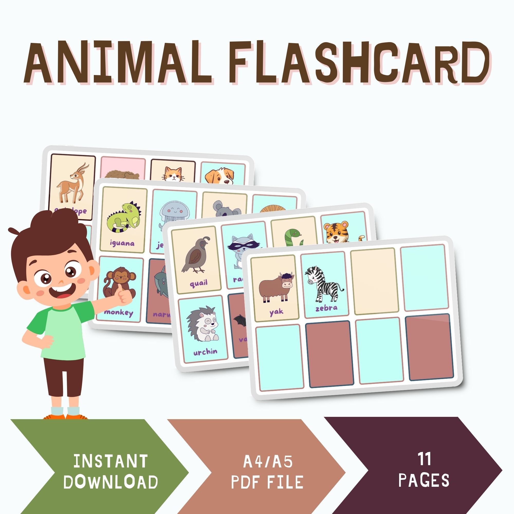 Kids Alphabet Animal Flashcards Identify the Animal Montessori ...