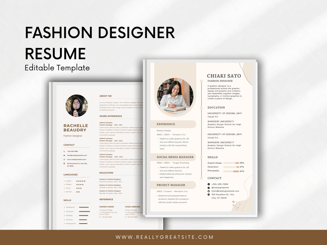 Fashion Designer Resume, Resume Template, Modern Cv, Resume Template ...