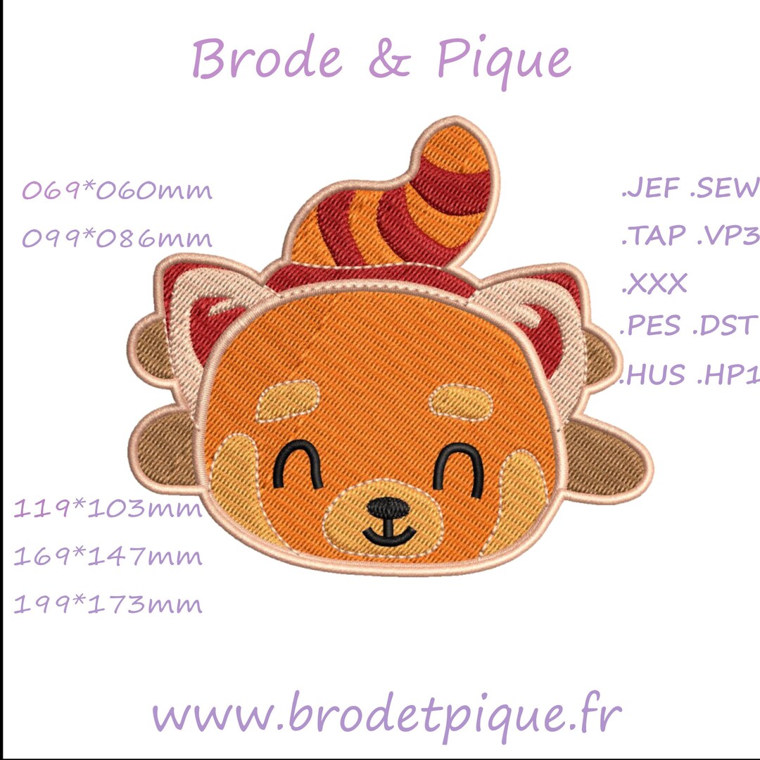 Little Red Panda - Embroidery Design - Embroidery Design - Sizes ...