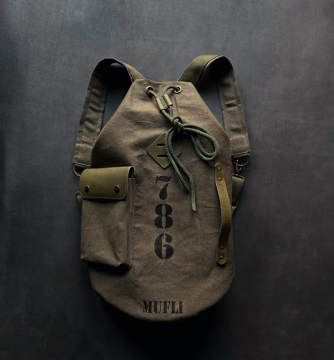 Denim Leather Sack Bag for Travelling, Sackbag, Travelling Bag, Leather ...