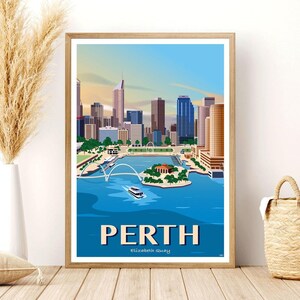 Perth - Elizabeth Quay - Travel Poster, Australia - Etsy