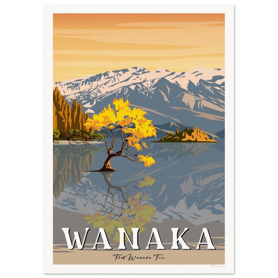 That Wanaka Tree - Wanaka - Travel Poster, New Zealand - Etsy