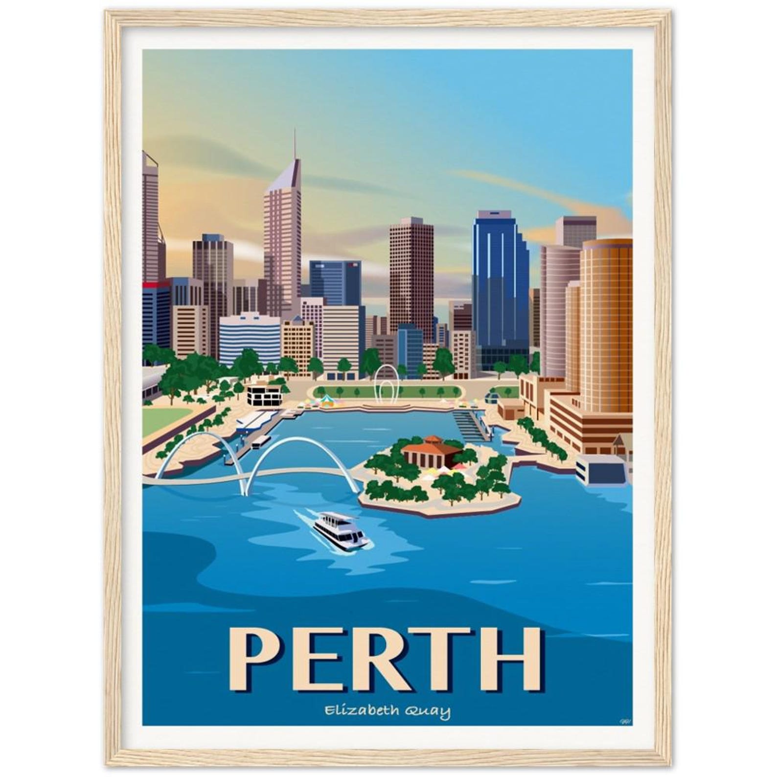 Perth - Elizabeth Quay - Travel Poster, Australia - Etsy