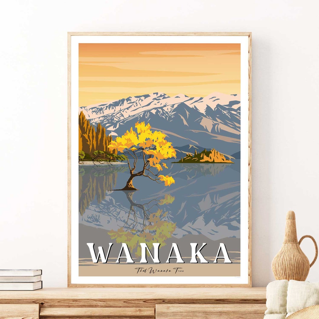 That Wanaka Tree - Wanaka - Travel Poster, New Zealand - Etsy