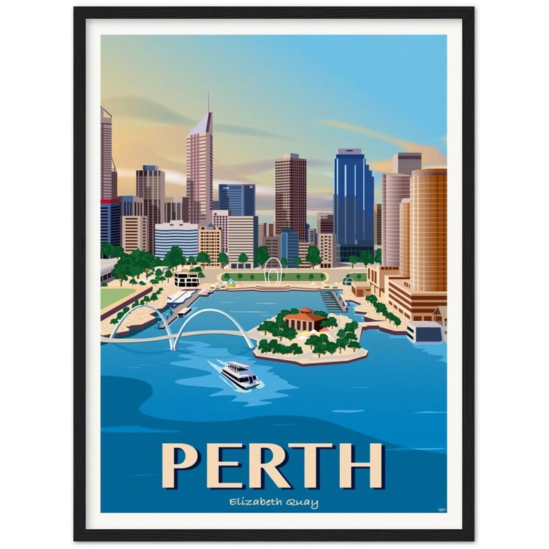 Perth - Elizabeth Quay - Travel Poster, Australia - Etsy
