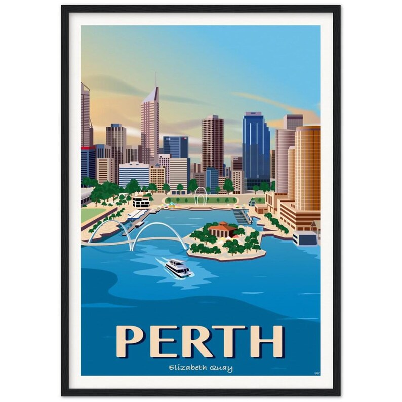 Perth - Elizabeth Quay - Travel Poster, Australia - Etsy