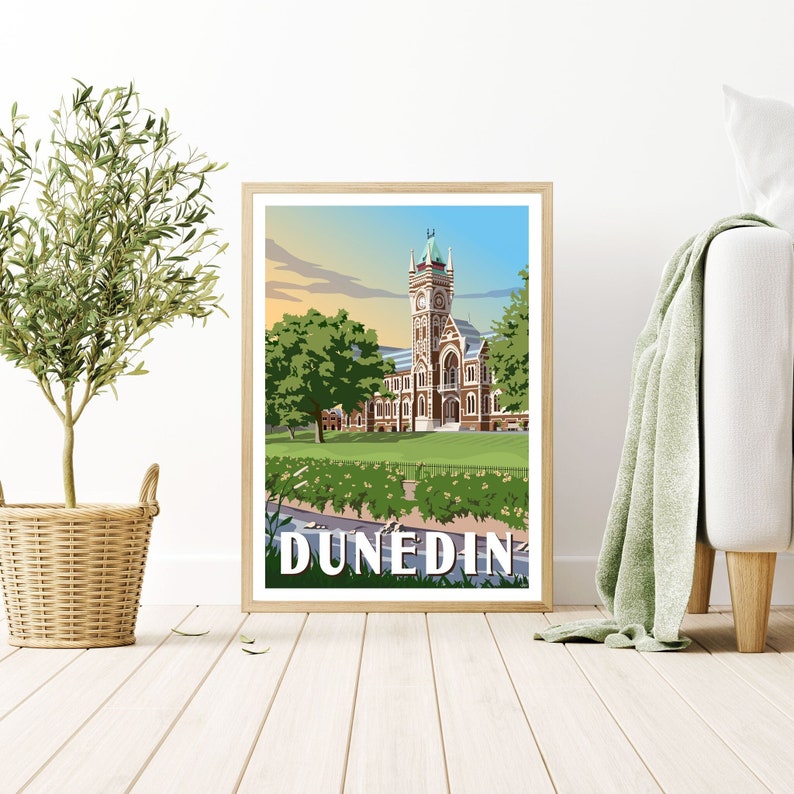 Dunedin Travel Poster, New Zealand - Etsy