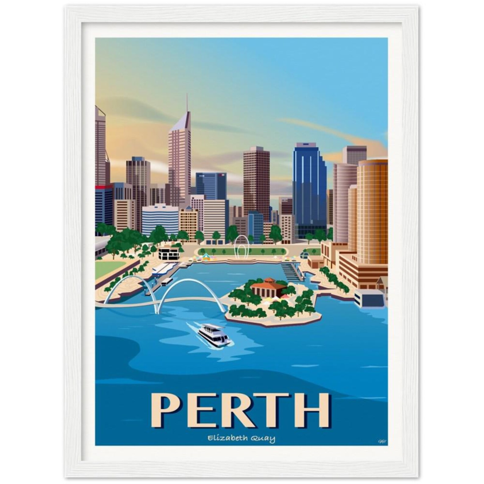 Perth - Elizabeth Quay - Travel Poster, Australia - Etsy