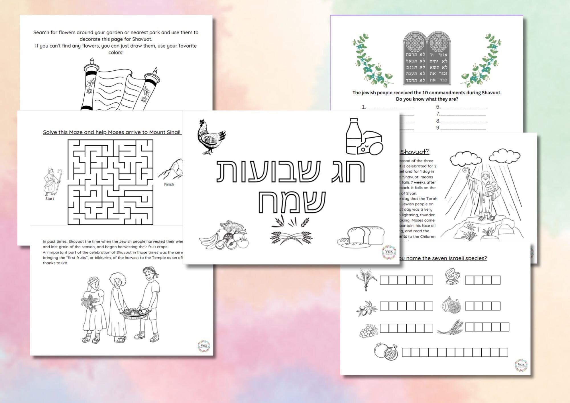 Shavuot Kid's Activity Book Printable Digital File - Etsy