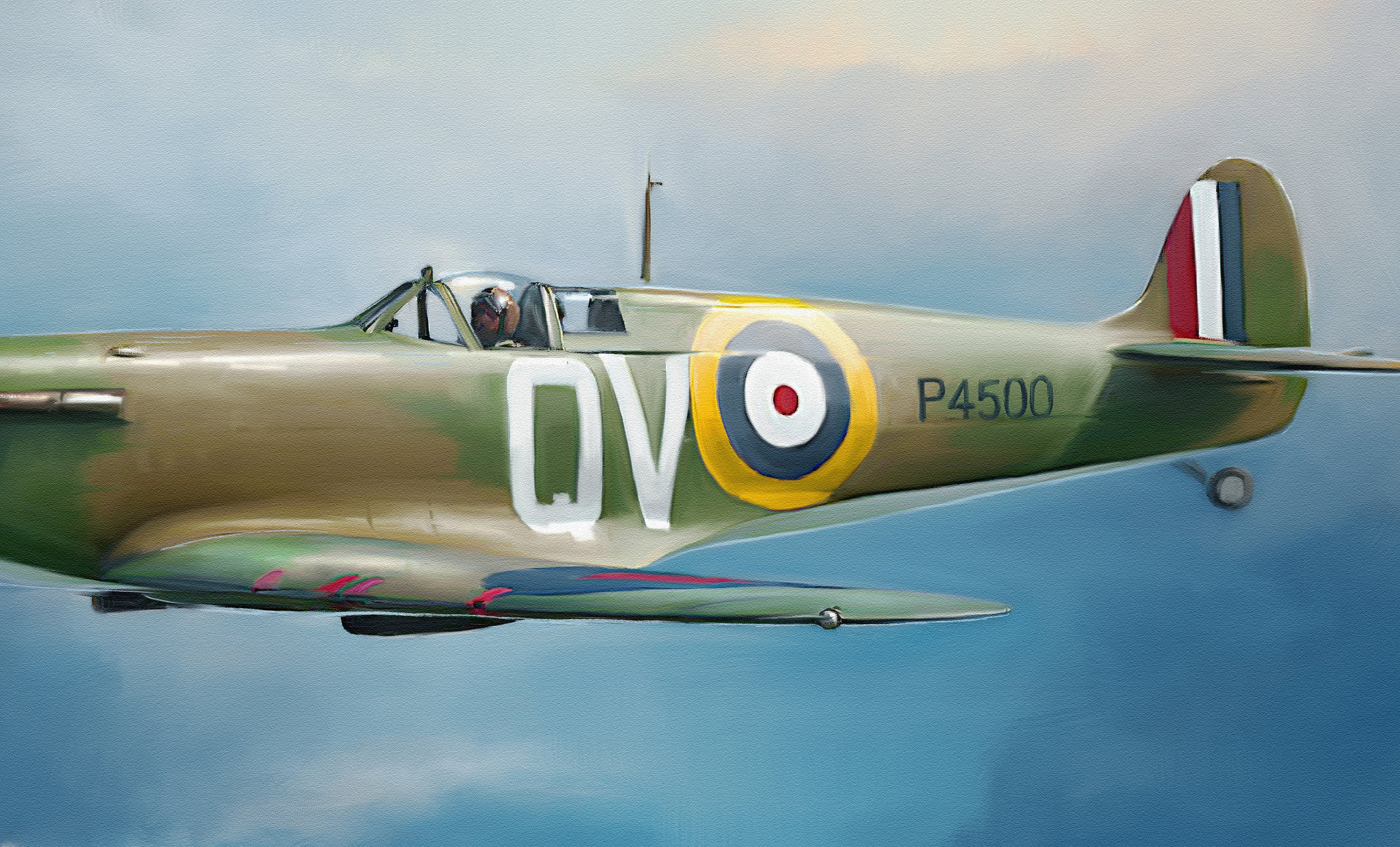 Spitfire Fighter Planes Painting WW2 Military Aviation Signed Limited ...