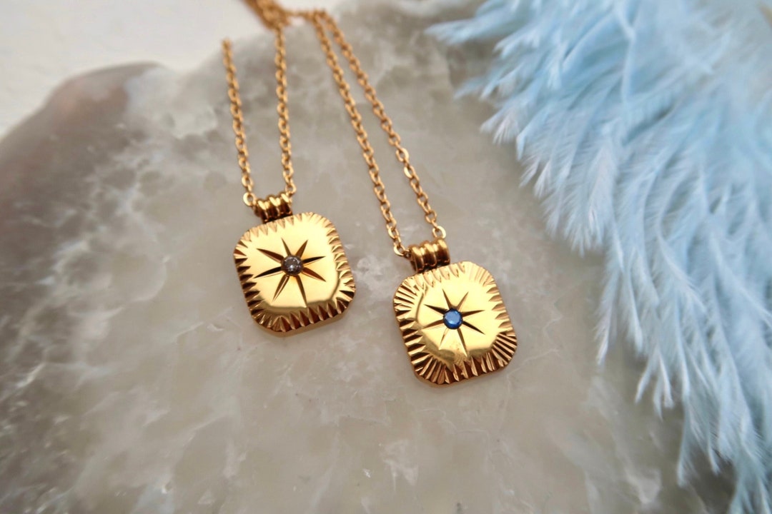 14K Gold Plated Rectangle Star Pendant, Layering Necklace, Stacking ...