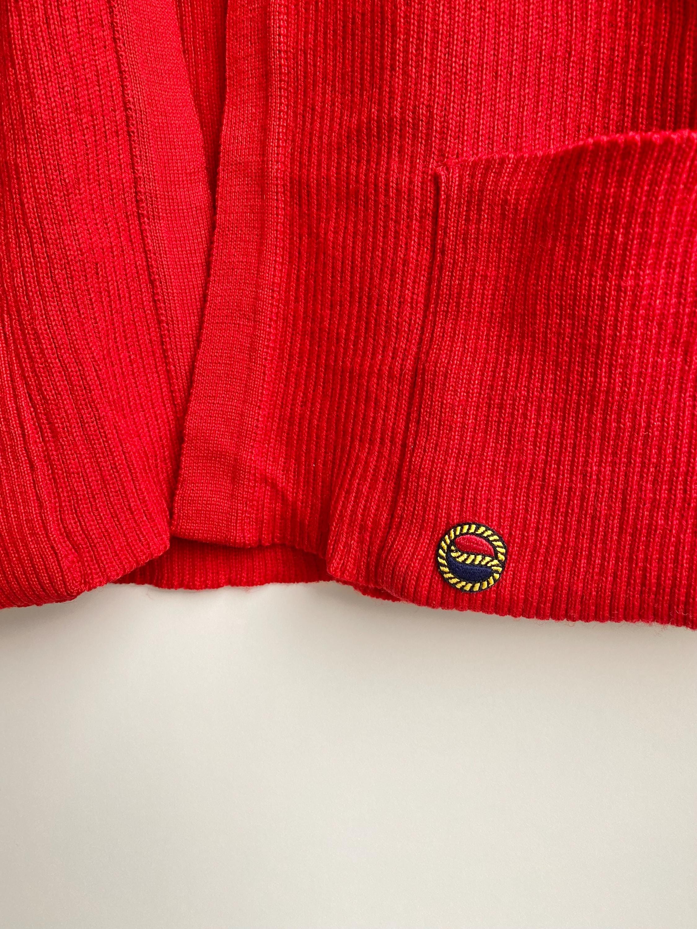 Vintage Busnel Women’s Knit Red 100% Sheer Wool Gillet Vest Logo Size ...