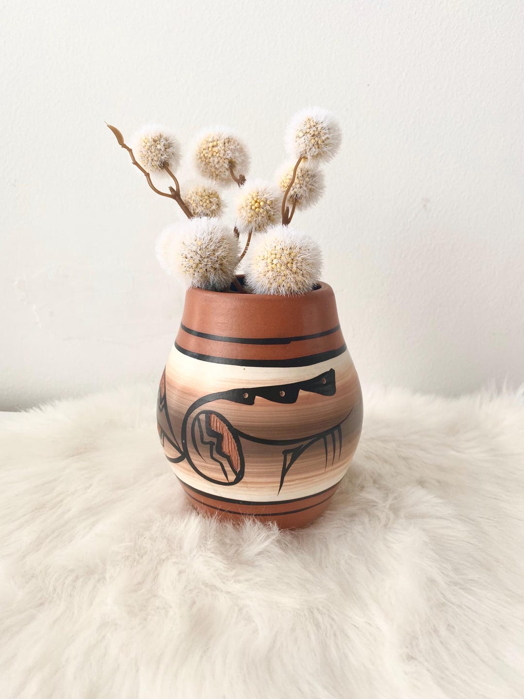 CEDAR MESA Native American Navajo Pottery Red Clay Signature Vase ...