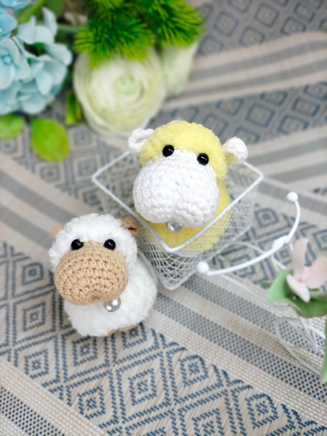 Handmade Crochet Lamb knitted White Lamb Adorable Yellow Lamb Amigurumi ...