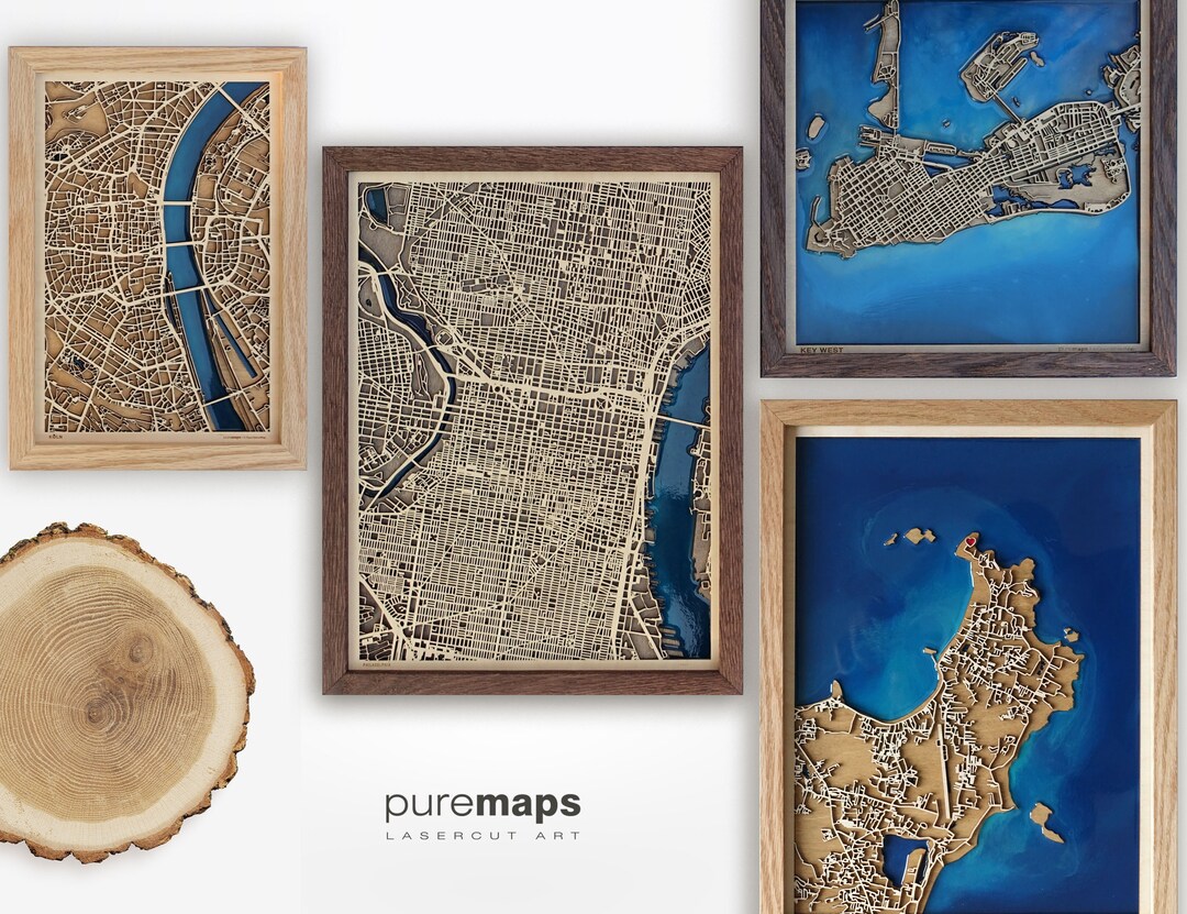 Custom Made Wooden Map of Your Favorite Place Lasercut City Map Wood ...