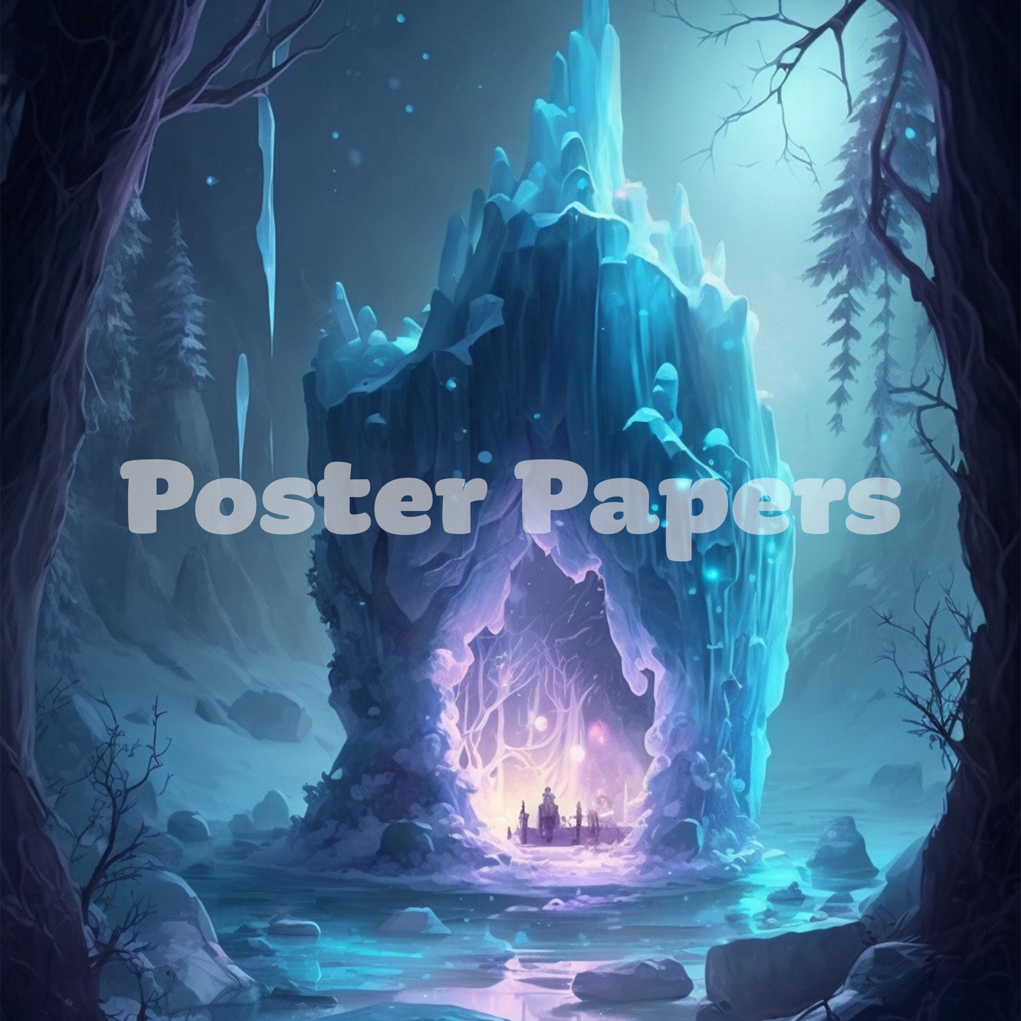 Purple Iceberg Poster Art Digital Poster Bed Room Poster Art Dorm Decor ...