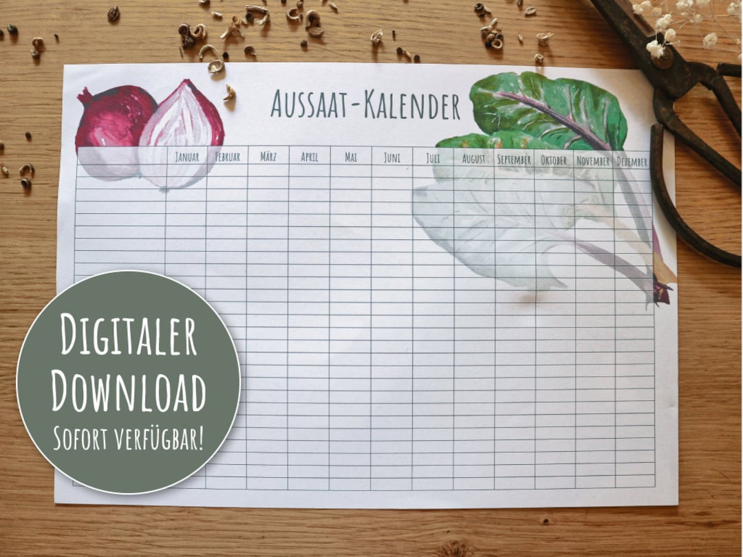 Sowing Calendar Digital File for Printing, Printable Garden Planner ...
