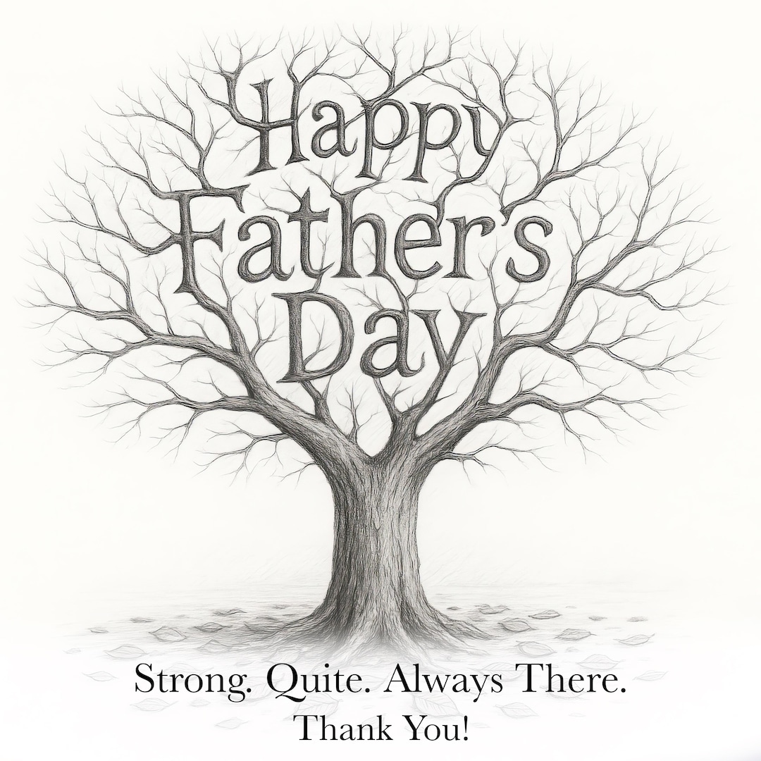 Happy Fathers Day Tree Drawing With Hidden Message Strong Quiet Always ...