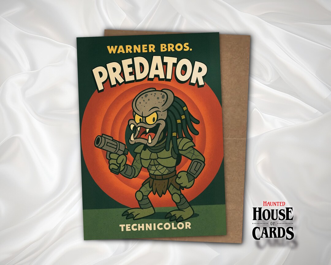 Predator Movie Birthday Card: 50s Cartoon Sci-fi Art (personalized ...