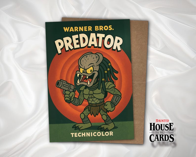 Predator Movie Birthday Card: 50s Cartoon Sci-fi Art (personalized ...