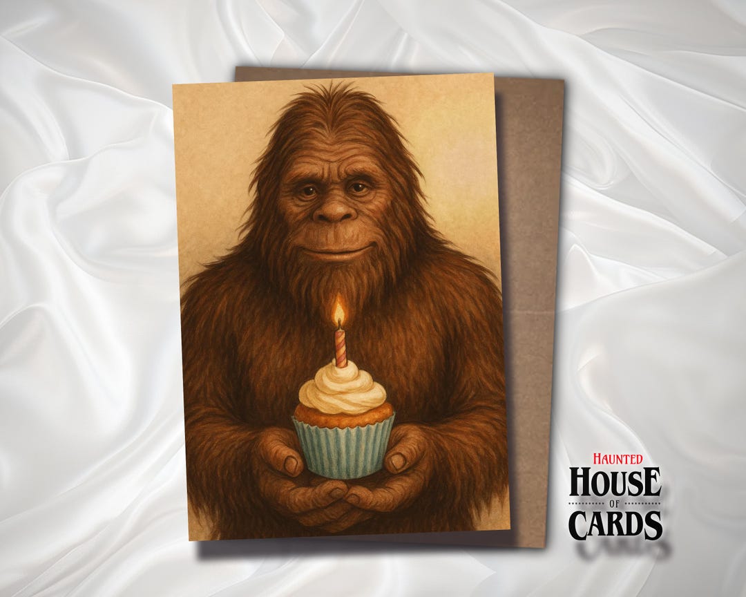 Bigfoot, Birthday Card, Cupcake, Cryptids, Funny, Spooky, Cute ...