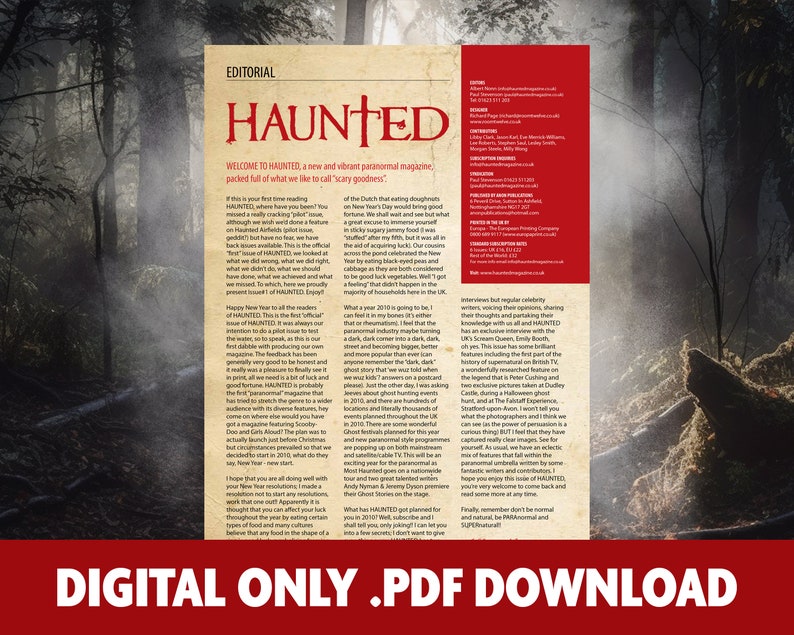 Haunted Magazine Issue 1 Original Legacy Edition - Digital Only ...