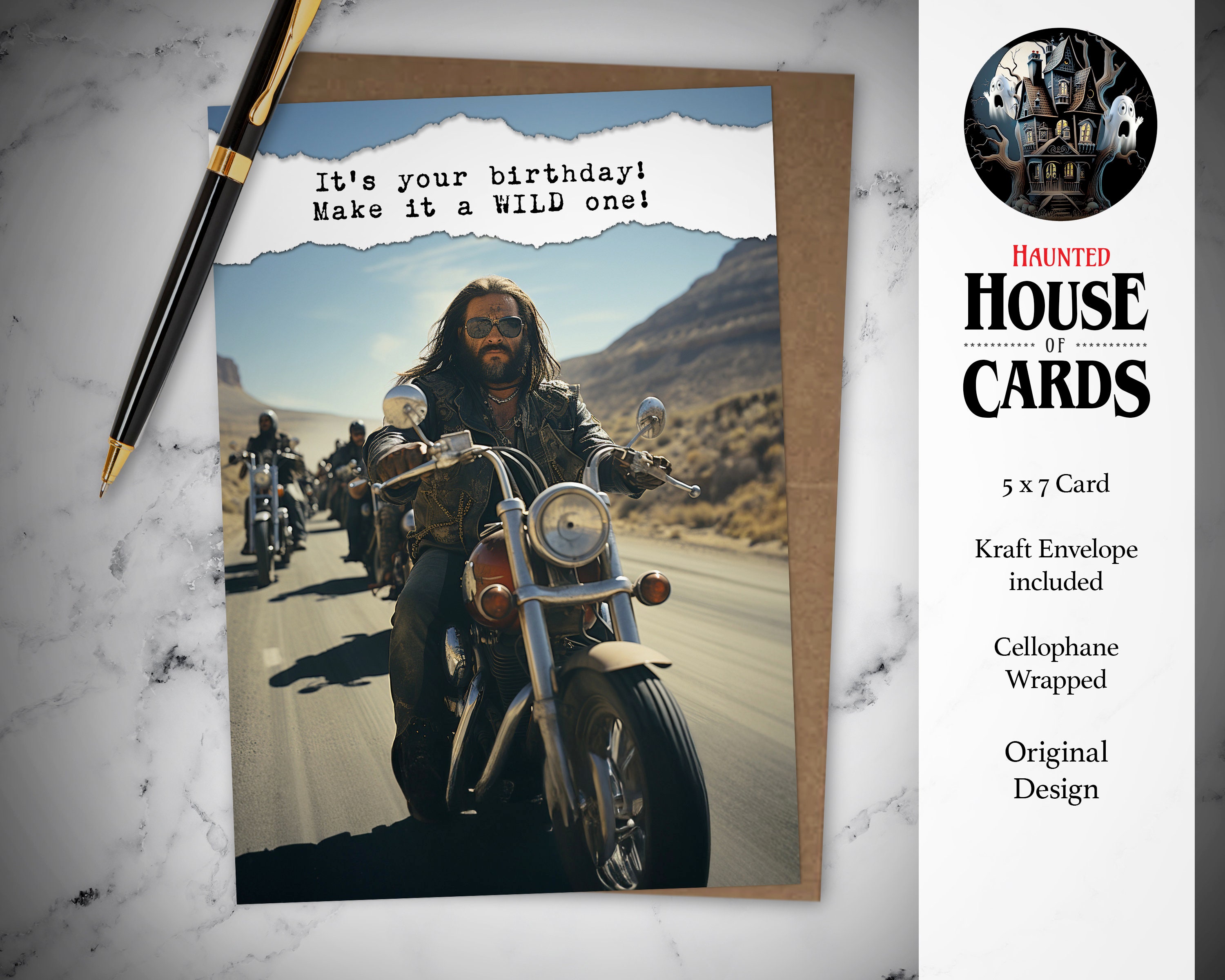 Biker Birthday Card, Hells Angels, Wild One, Rock, Alternative ...