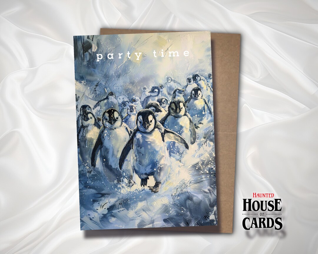Funny, Penguins, Penguin, Party Time, Cute, Humour, Nature Cards, Art ...