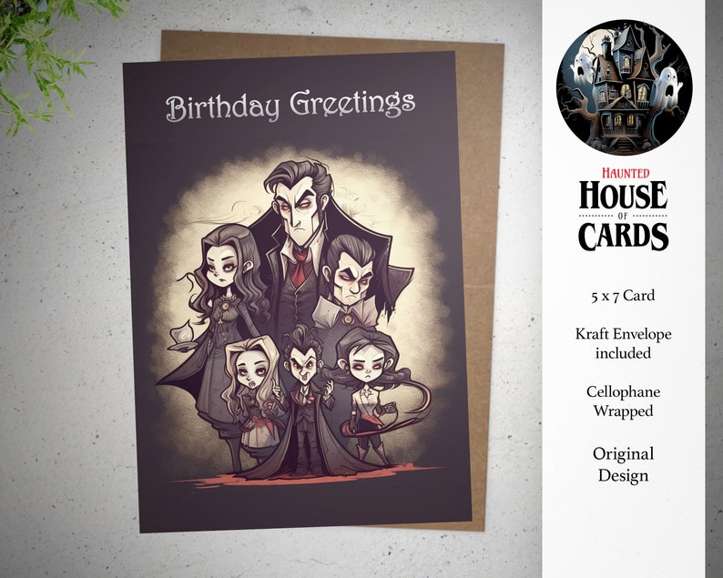 Vampires, Horror Birthday, Birthday Card, Spooky, AI Design, Terrifying ...