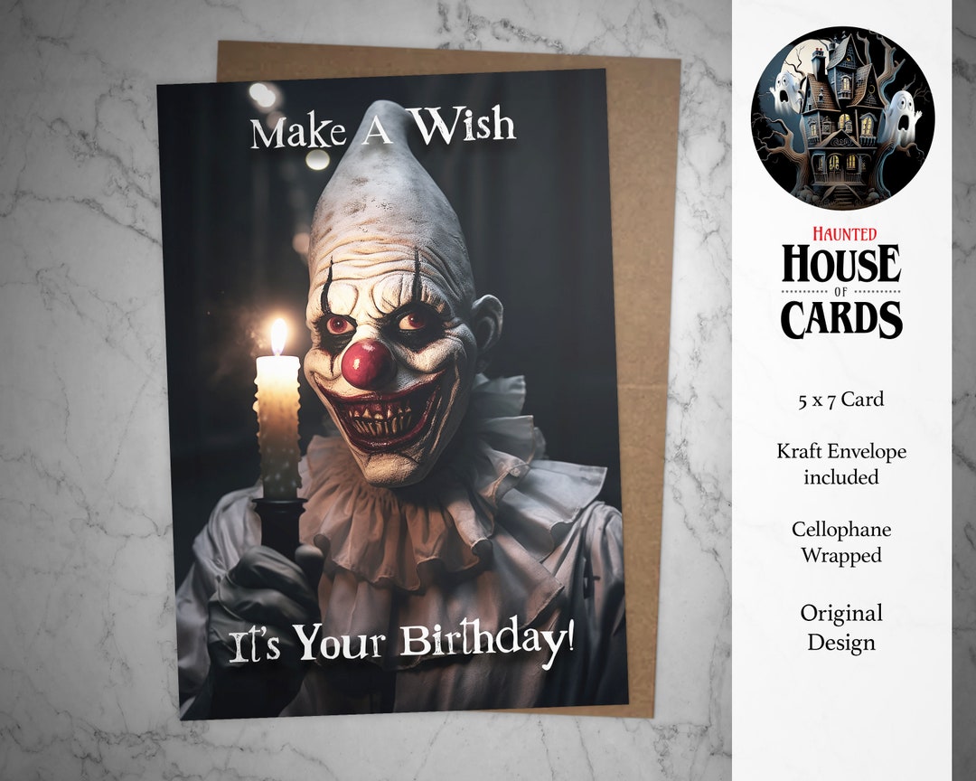Horror Birthday Card, Creepy Clown, Make A Wish, American Horror Story ...