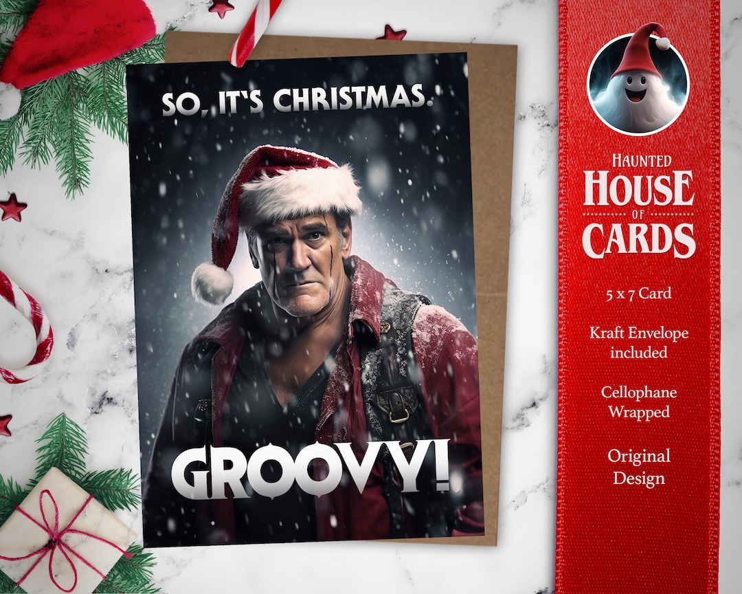 Christmas Card, Ash From Evil Dead, Santa, Horror Christmas Card, Xmas ...
