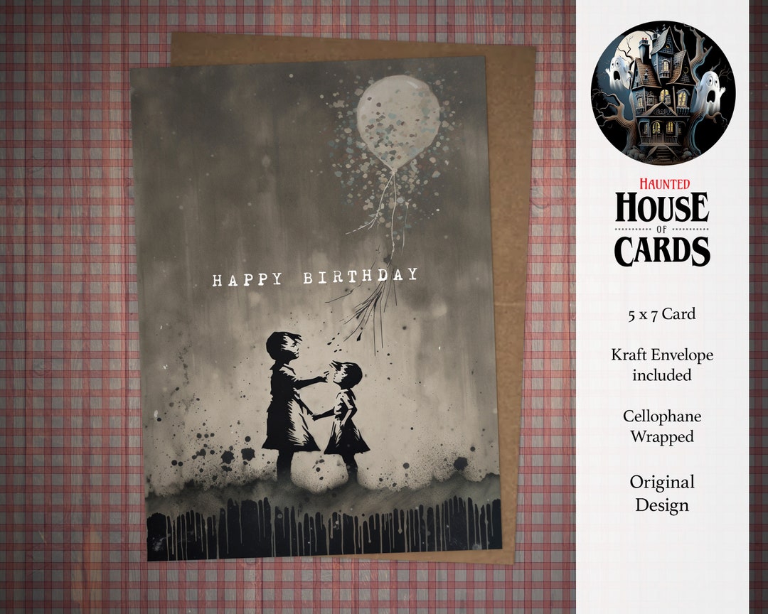 Banksy Inspired, Balloon, Birthday Card, Greetings Card, AI Created ...