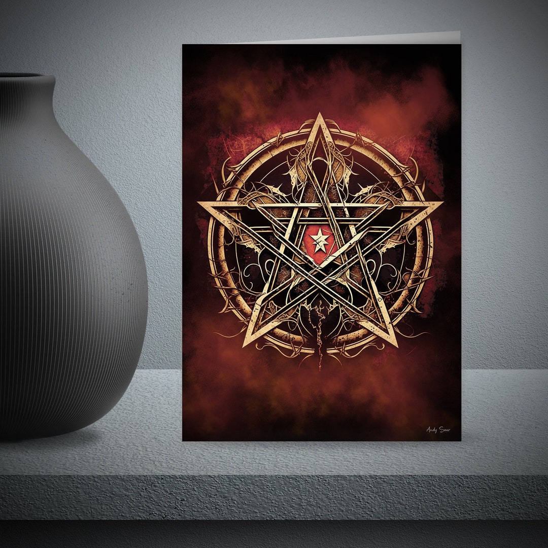 Pentagram Pentacle Greetings Card Classic Design Scary Spooky Horror ...