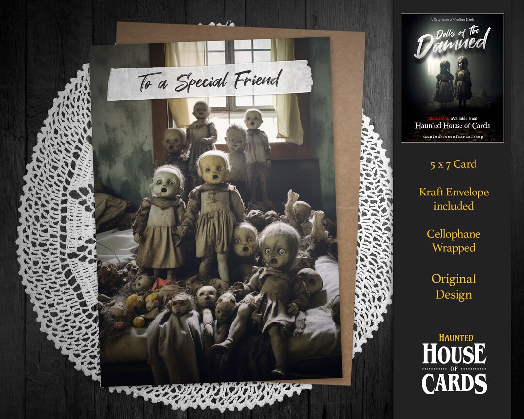 Horror Birthday Card, to a Special Friend, Dolls of the Damned, Scary ...