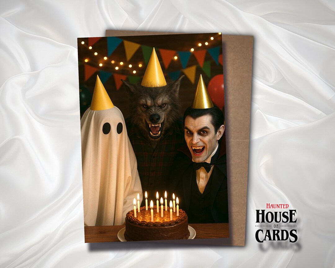 Ghost, Werewolf, Vampire, Birthday Card, Funny, Spooky, Horror ...