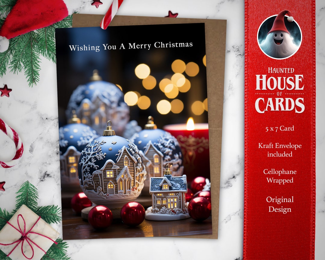 Christmas Card, Traditional, Baubles, Candles, Beautiful, Xmas Card ...