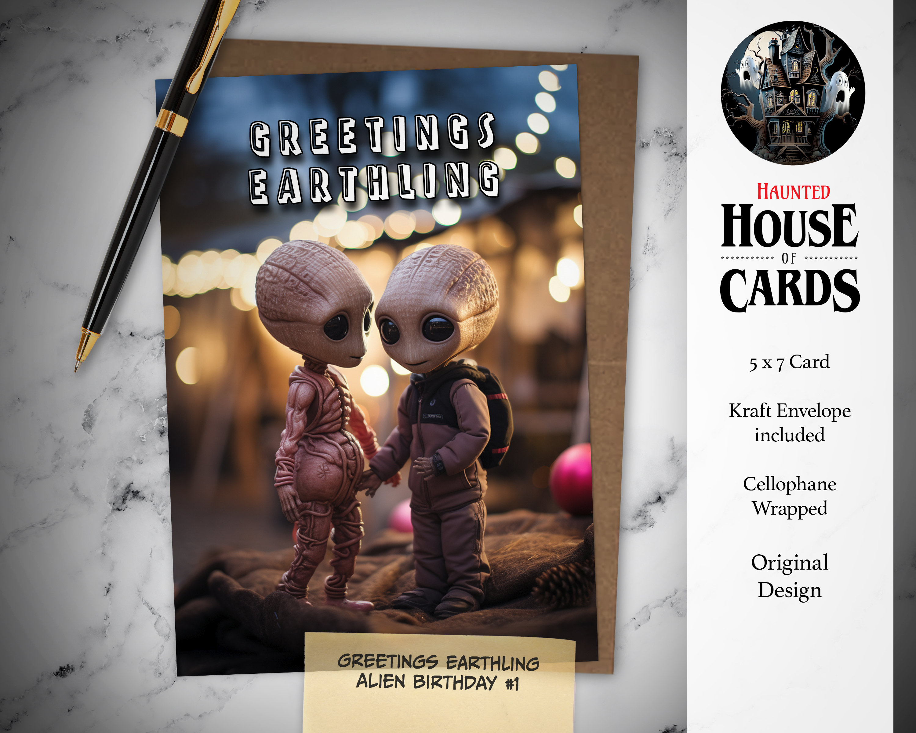 Alien Birthday Card, Greetings Earthling, Cute, Funny, UFO, UAP, Grey ...