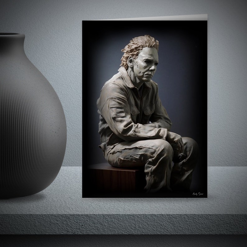 Sad Michael Myers Greetings Card Unusual Portrait Clay Scary Spooky ...
