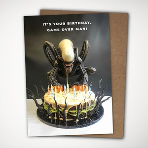 Alien Birthday Card, Greetings Card, Funny, Movie, Film, Gifts for Him ...