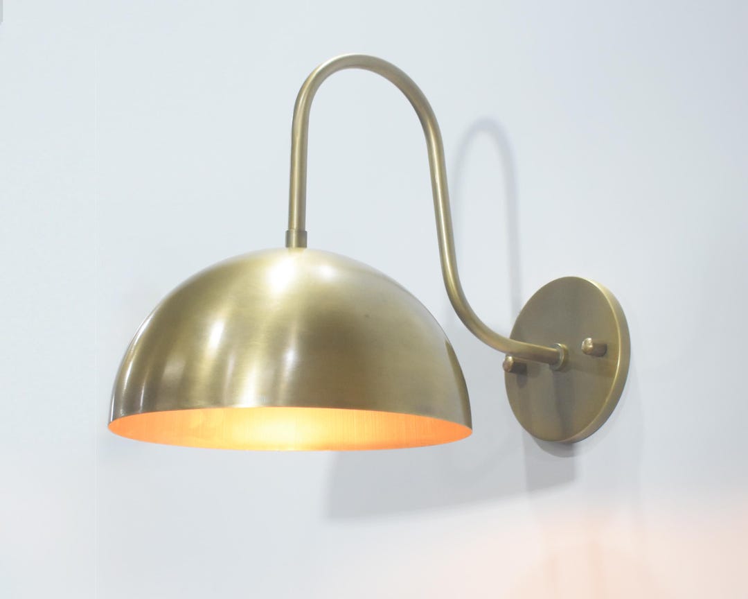 Modern Brown Antique Arched Wall Lamp With Hemisphere Shade - Etsy