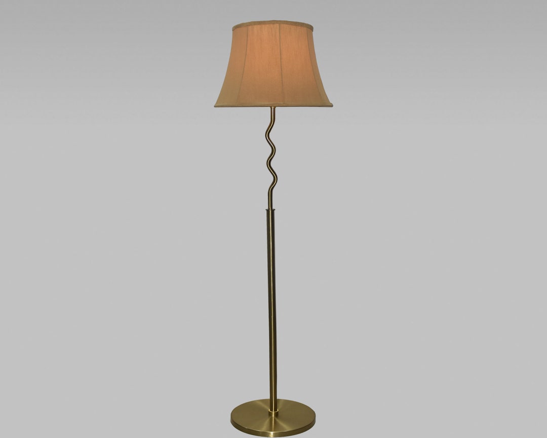 Brass Floor Lamp With Shade, Vintage Style, Unique Metal Standing Lamp ...