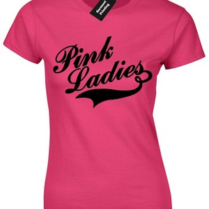 Pink Ladies Ladies T Shirt Womens Grease T-birds Fancy Dress Sandy ...