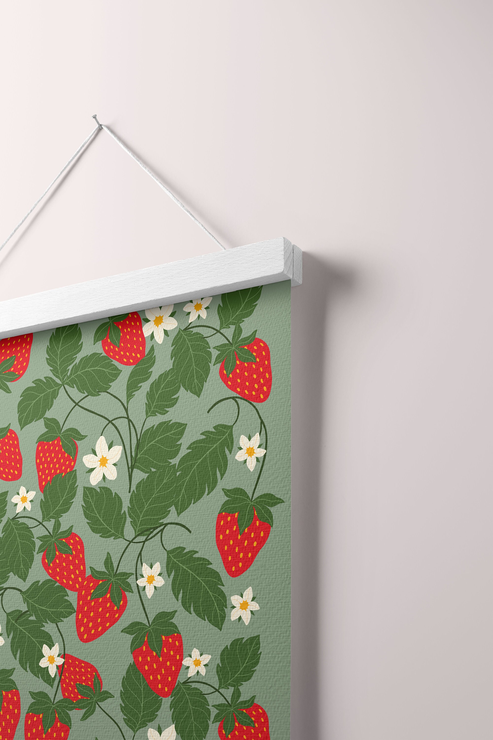 Downloadable Pastel Green Strawberry Wall Art Print, Wild Strawberry ...