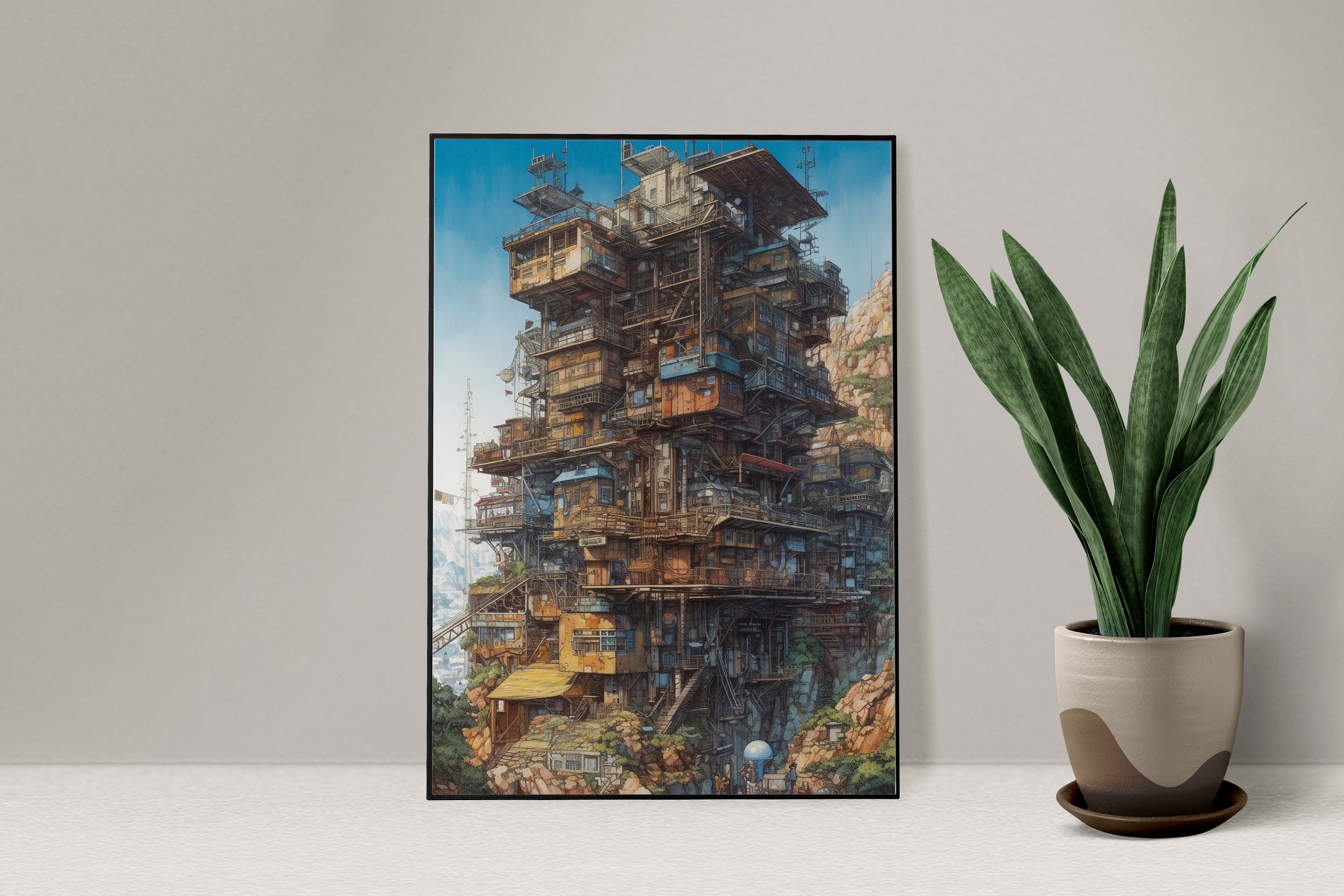 Tomorrowland Alien Utopia Art Moebius-inspired Watercolor - Etsy