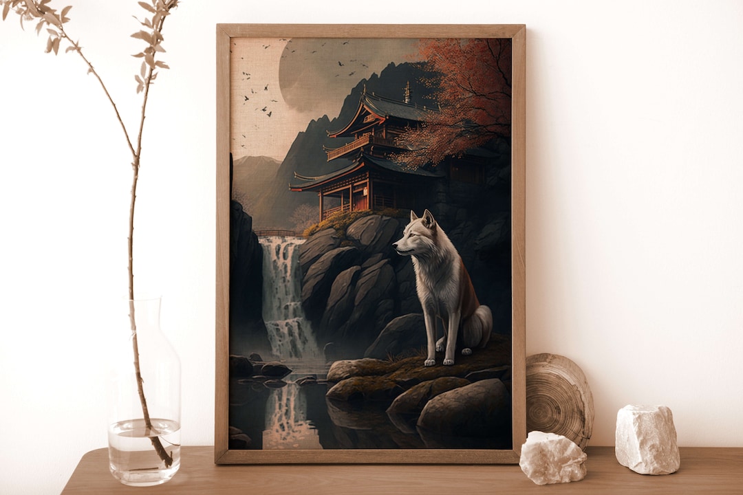 Ukiyo-e Japanese Inspired Wolf Traditional Art Style - Etsy