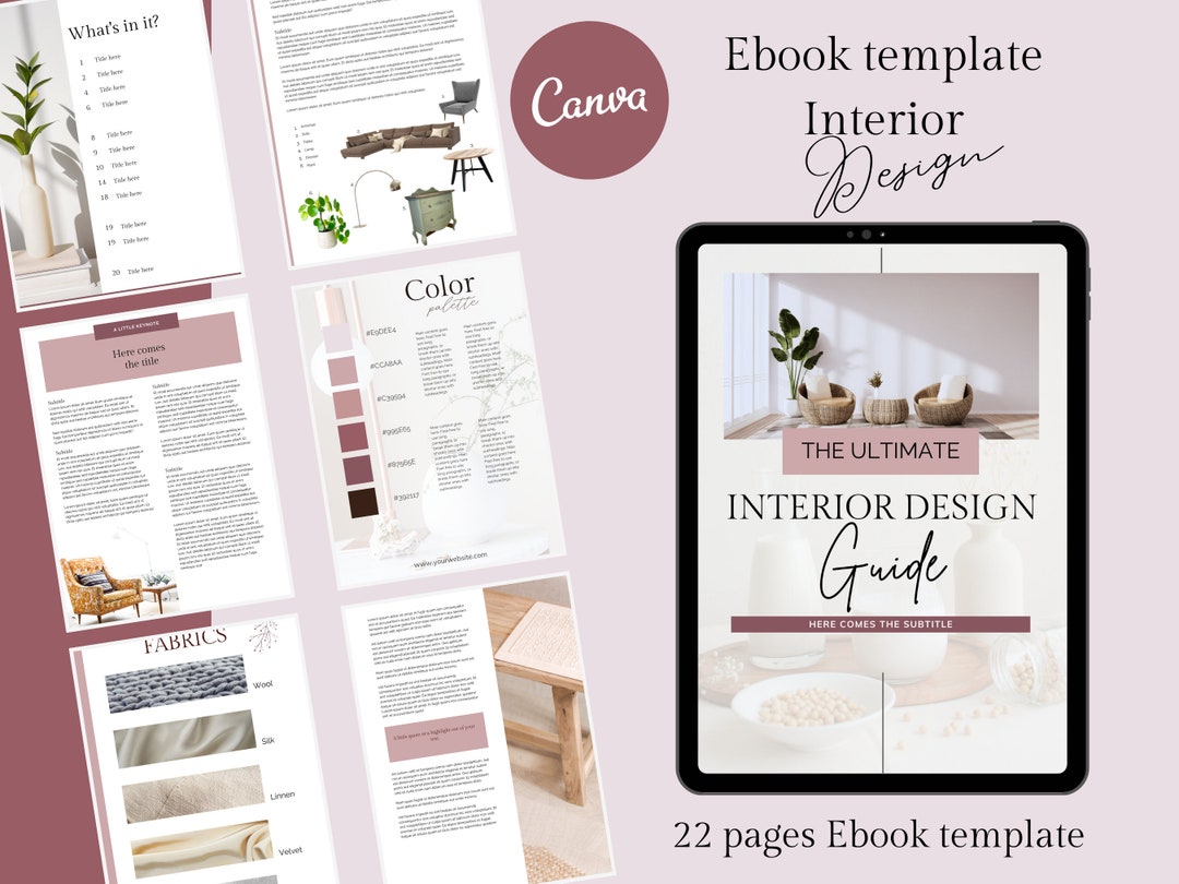 Canva Ebook Template Interior Design Pink, Ebook Template Lead Magnet ...